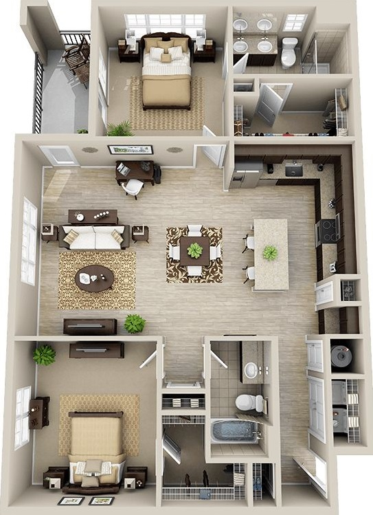 30 Contoh Desain Interior Apartemen 2 Bedroom - Desain Id